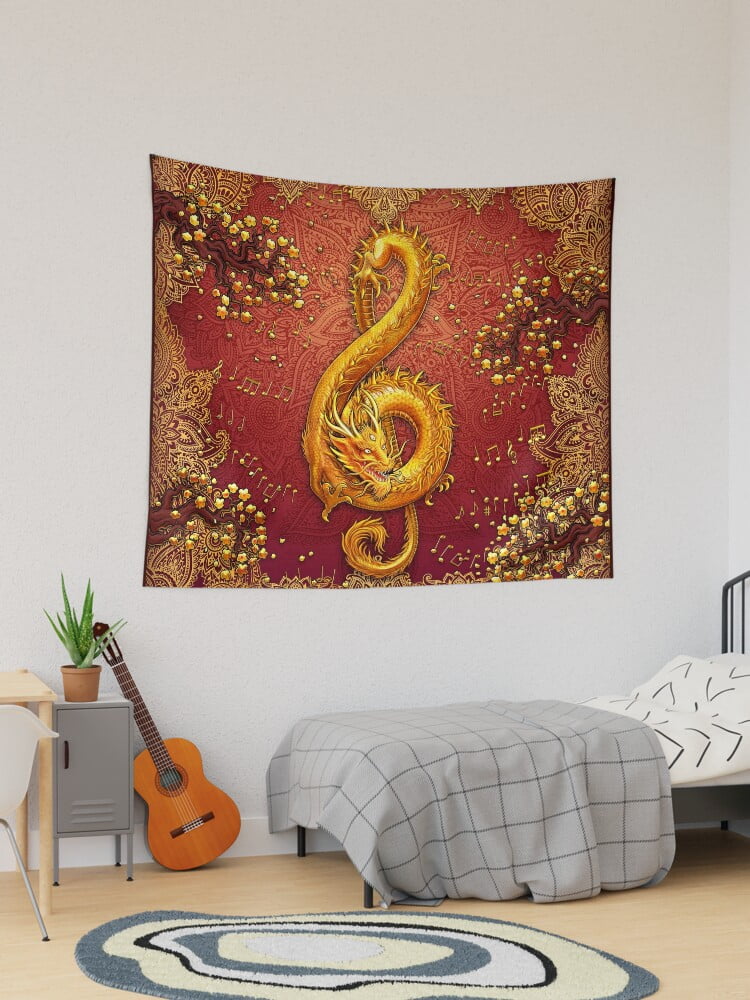 Treble Clef - Music Dragon - Boho Tapestry - Walmart.com