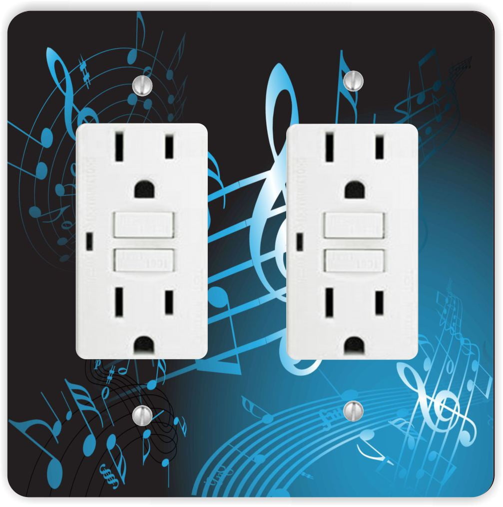 Treble Clef Music Note Sheet Music Blue - GFI Switch Plate Cover ...
