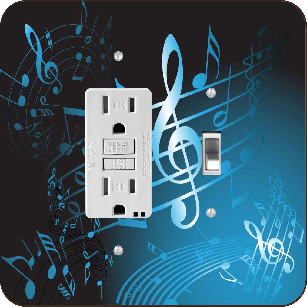 Treble Clef Music Note Sheet Music Blue - Toggle GFI Switch Plate Cover ...