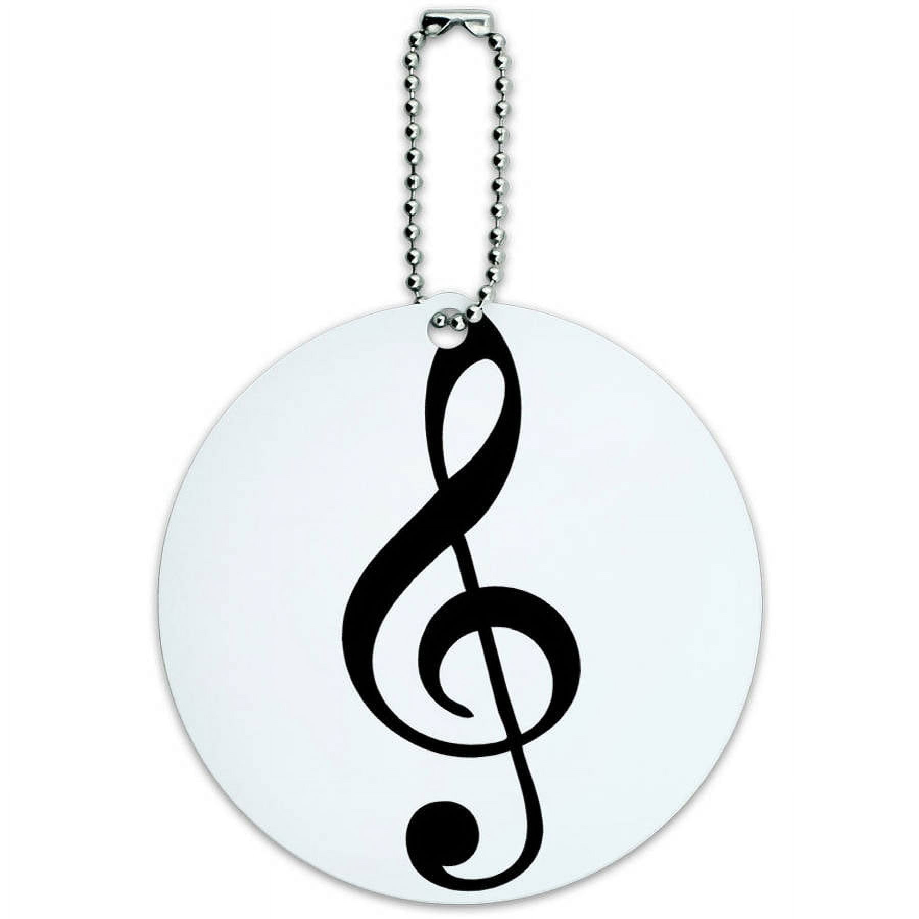 Treble Clef Music Round Luggage ID Tag Card for Suitcase or Carry-On ...