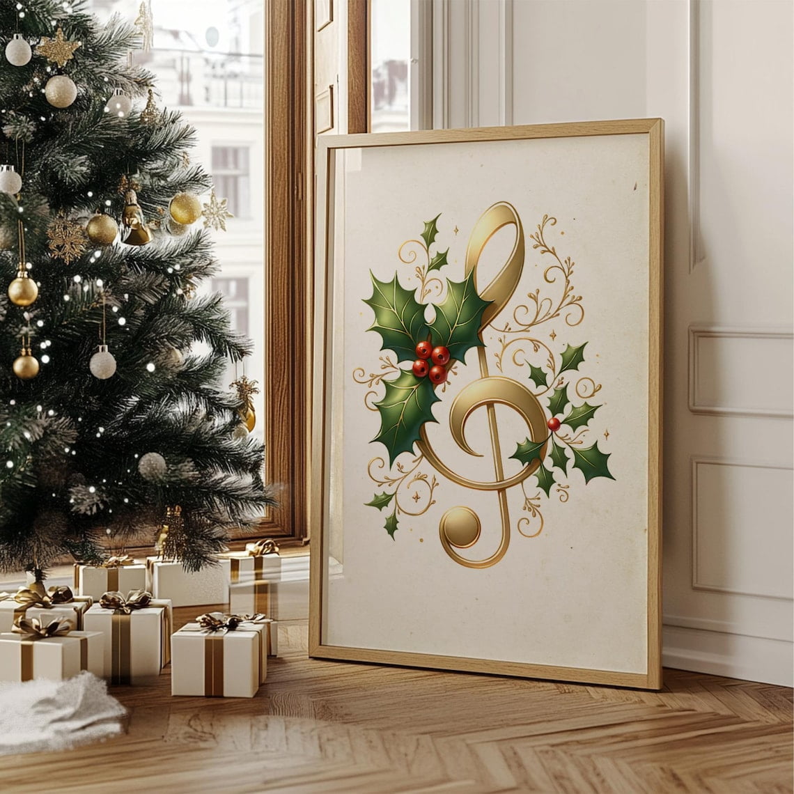 Treble Clef Music Wall Art Print,Music Room Decor, Elegant Living Room ...