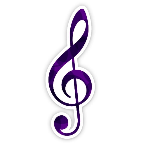 Treble Clef Purple - 8" Vinyl Sticker - For Car Laptop I-Pad ...
