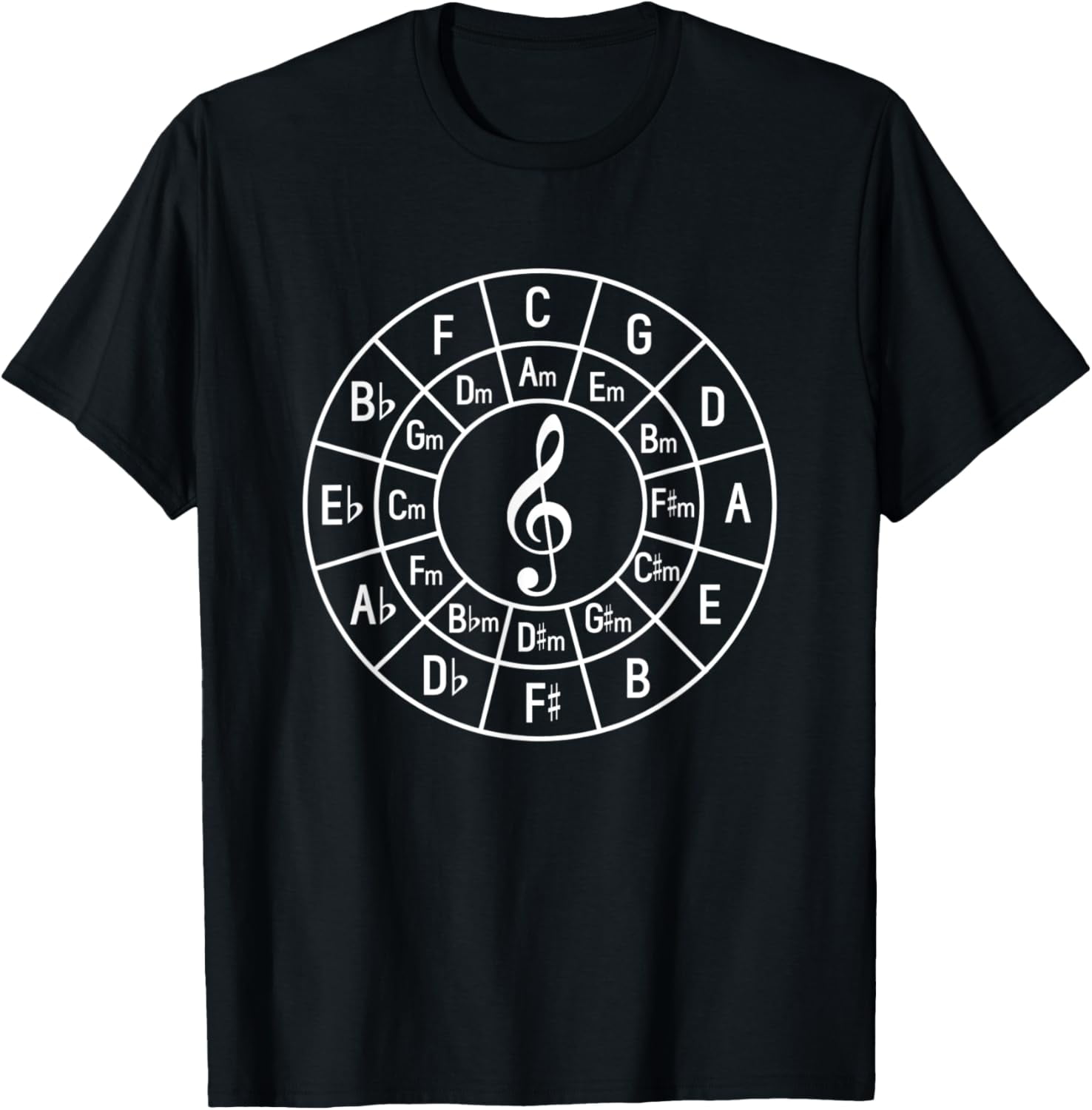 Treble Clef Theory Circle Of Fifths Key Signature Composer T-Shirt mens ...