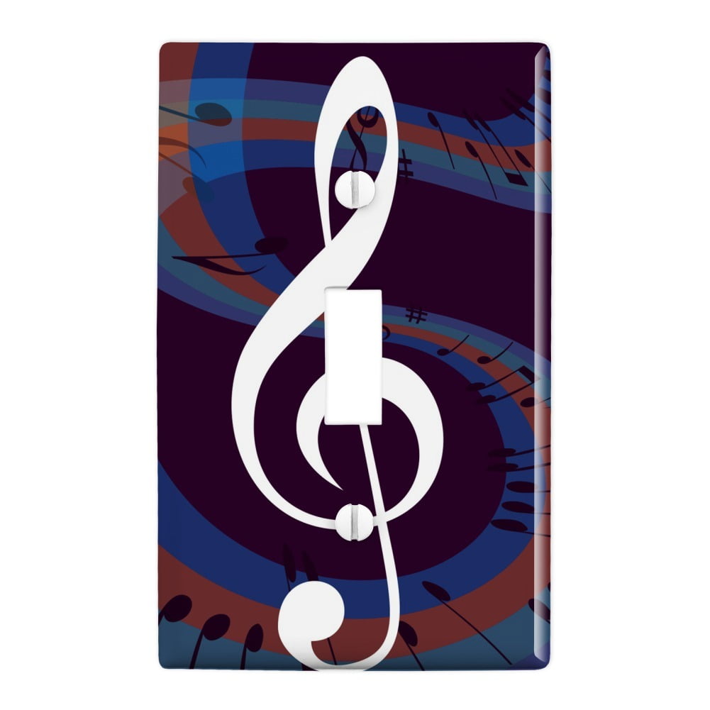 Treble Clef on Music Notes Plastic Wall Decor Toggle Light Switch Plate ...