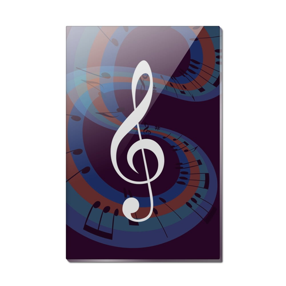 Treble Clef on Music Notes Rectangle Acrylic Fridge Refrigerator Magnet ...
