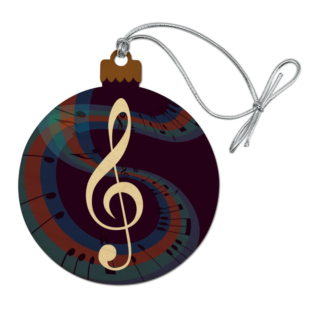 Treble Clef on Music Notes Wood Christmas Tree Holiday Ornament ...