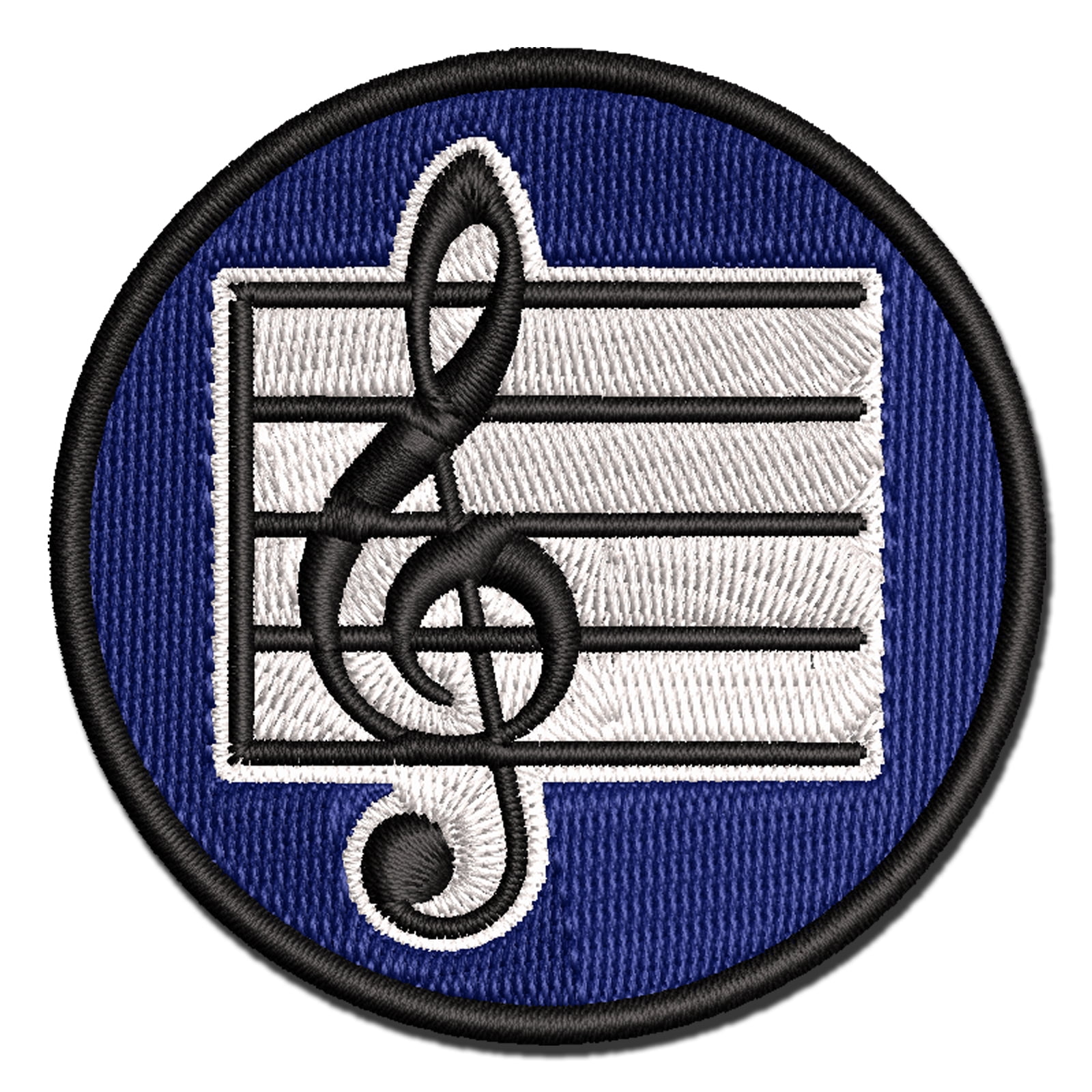 Treble Clef on Staff Music Applique Multi-Color Embroidered Iron-On ...