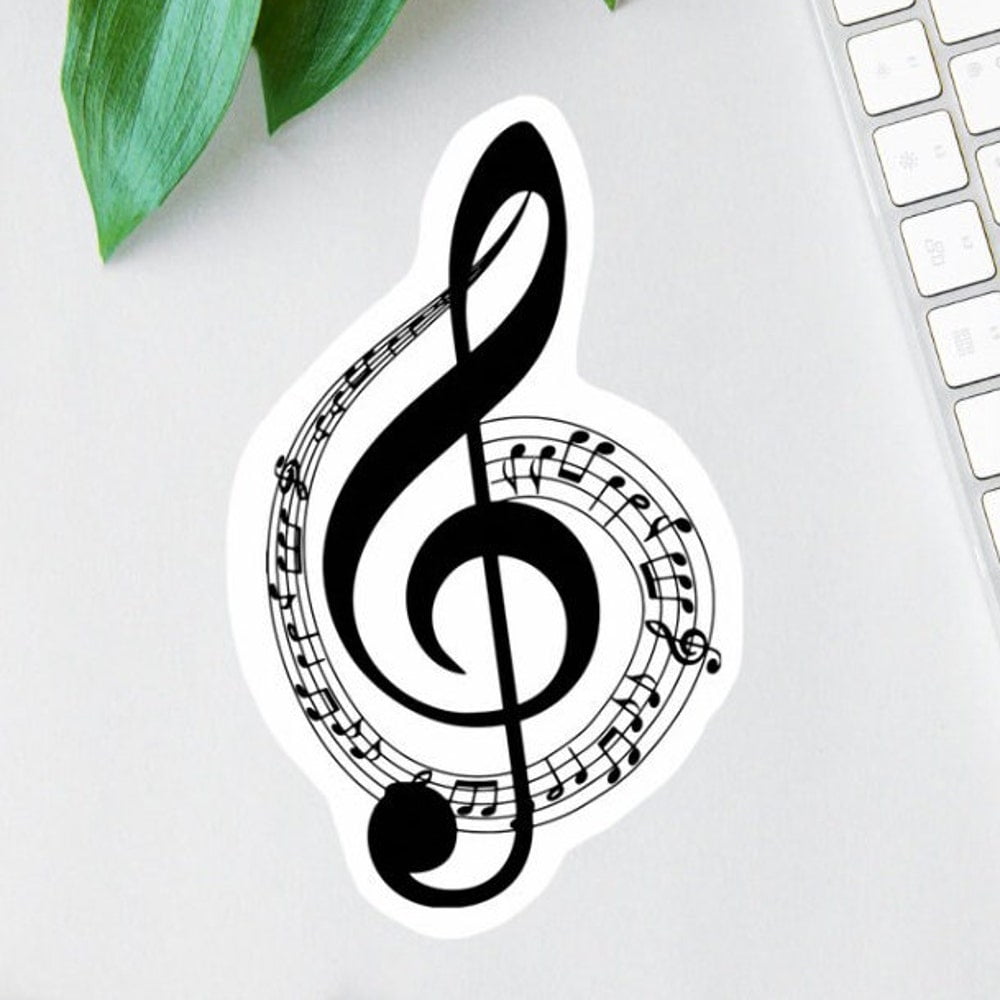 Treble Sticker, Music Lover Sticker, Music Sticker, Music Heartbeat ...