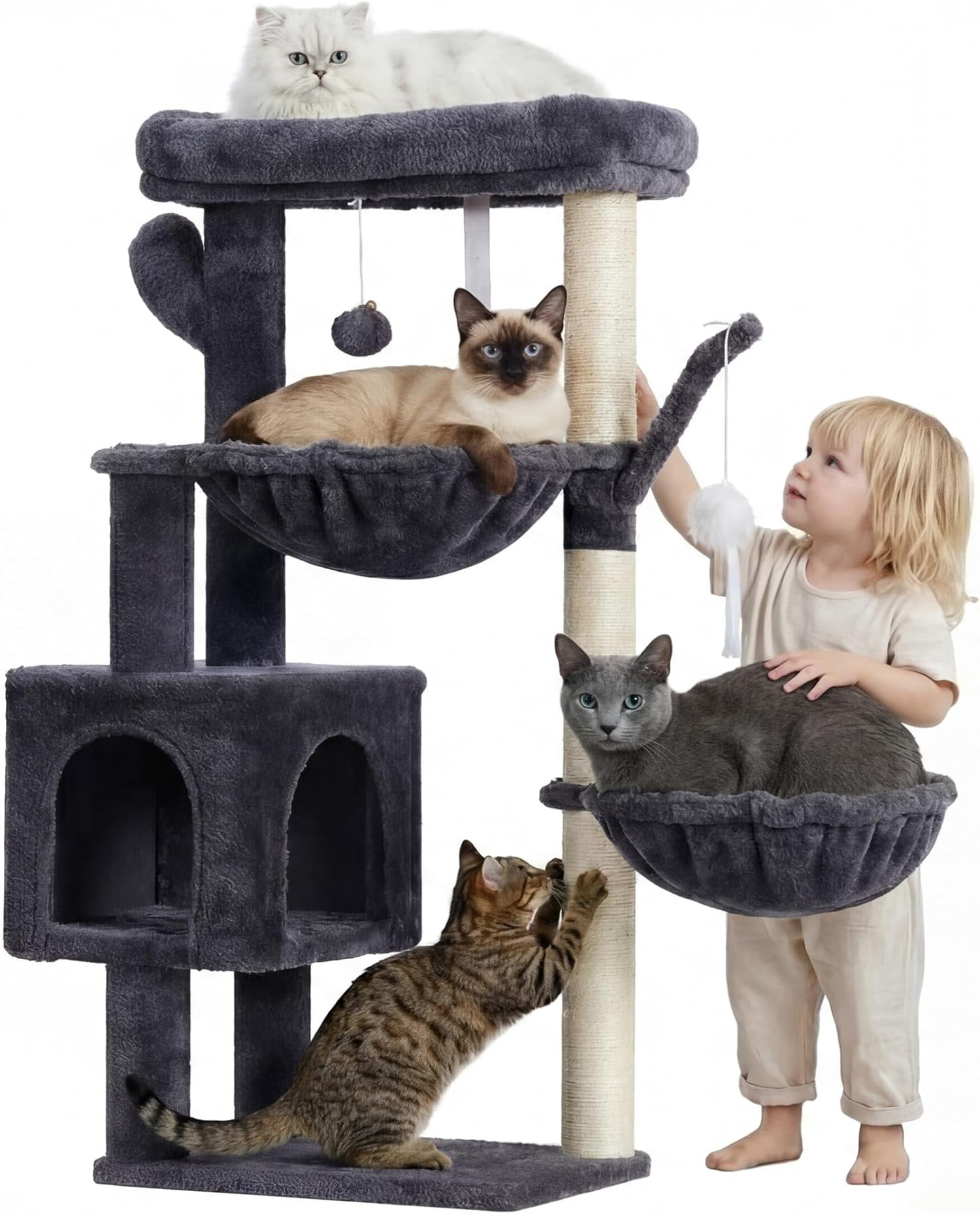 Tree, 39.4 Inches Tower Condo with , Tower for Indoor Cats, Fully ...