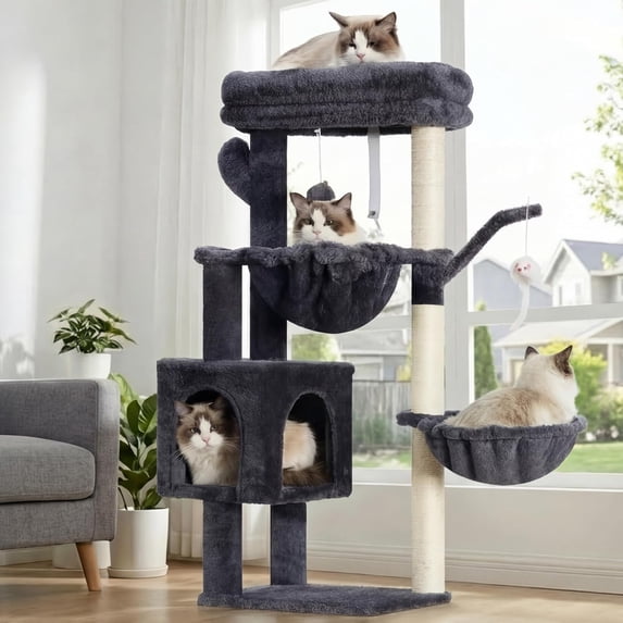 Tree, 39.4 Tower Condo with , Tower for Indoor Cats, Fully Wrapped ...