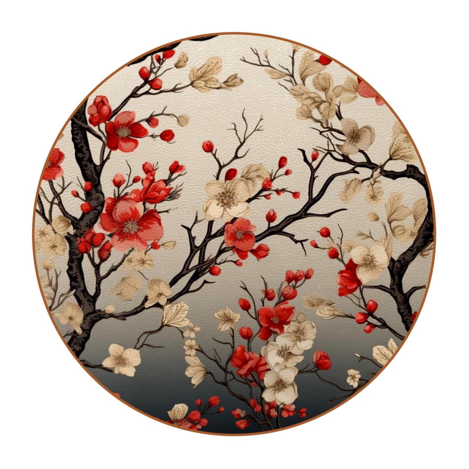 Tree 6PCS Round Microfiber Leather Coasters, 11x11 cm/4.3x4.3 in ...