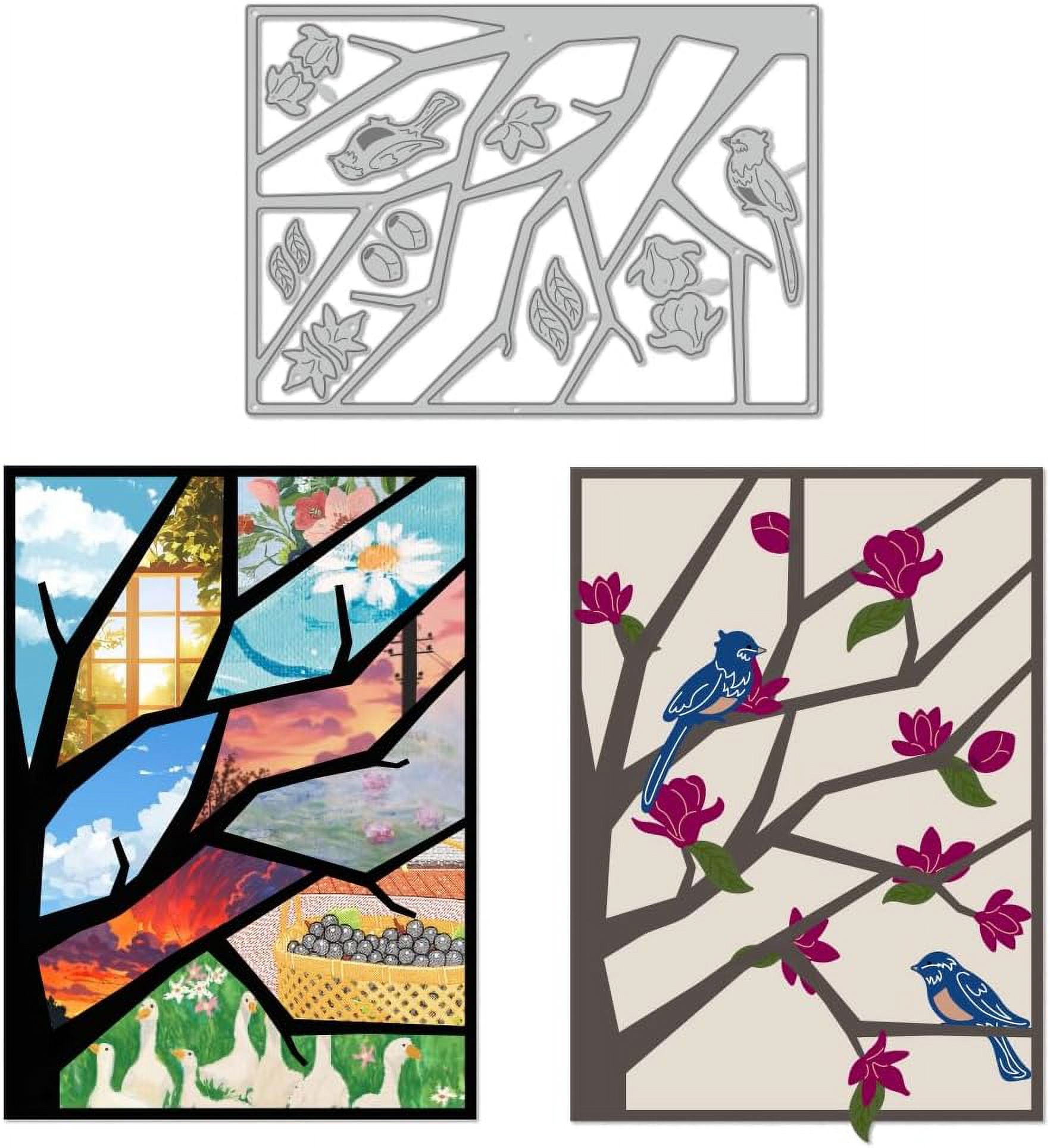 Tree Background Die Cuts for Card Making Carbon Steel Flower Bird ...