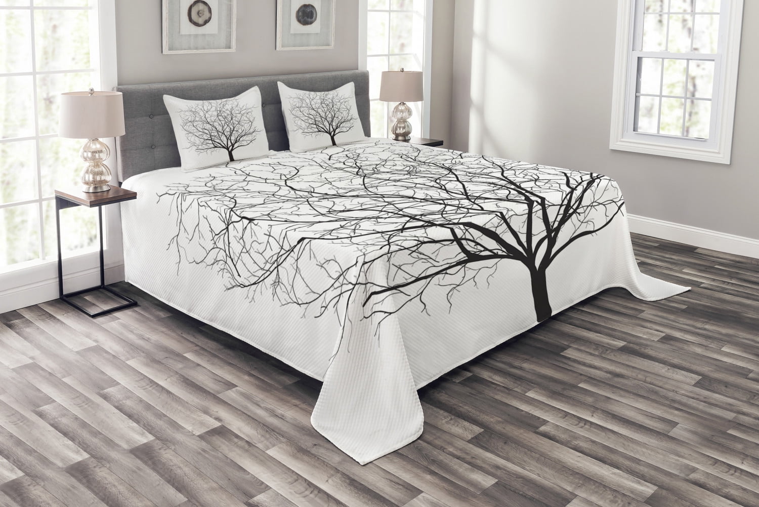 Tree Bedspread, Old Withered Oak Crown Without Leaves Tree Branches ...