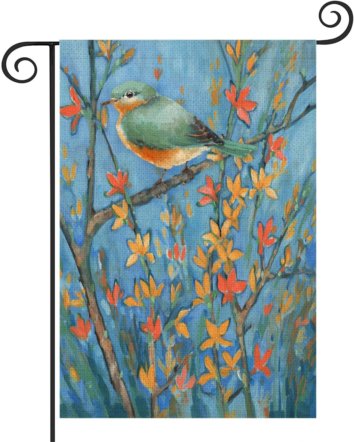 Tree Birds Garden Flag Double Sided Vertical Watercolor Oil Painting ...