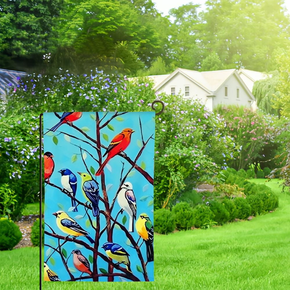 Tree Birds Garden Flags Double Sided Decorative Yard Flags for Outside ...