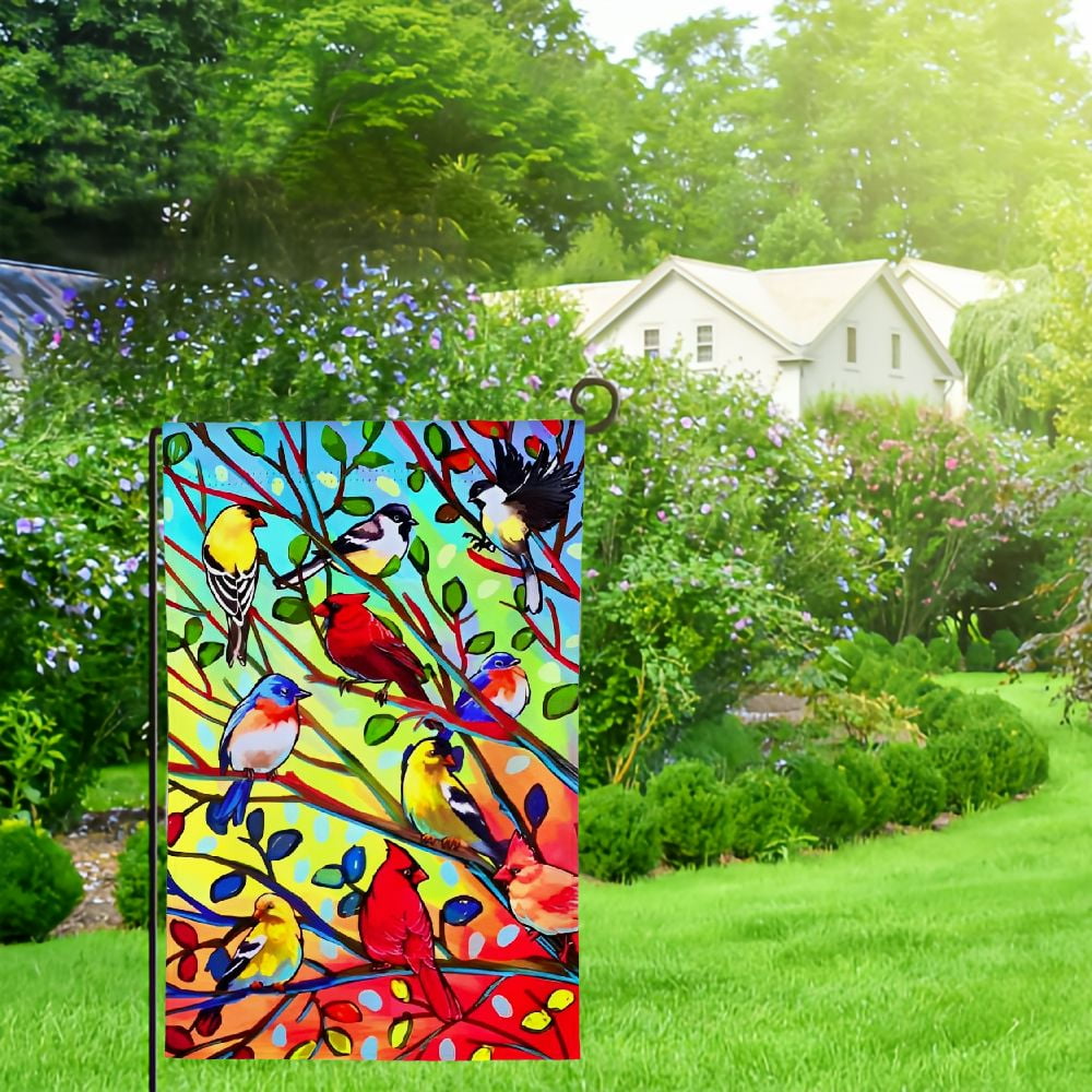 Tree Birds Garden Flags Double Sided Decorative Yard Flags for Outside ...
