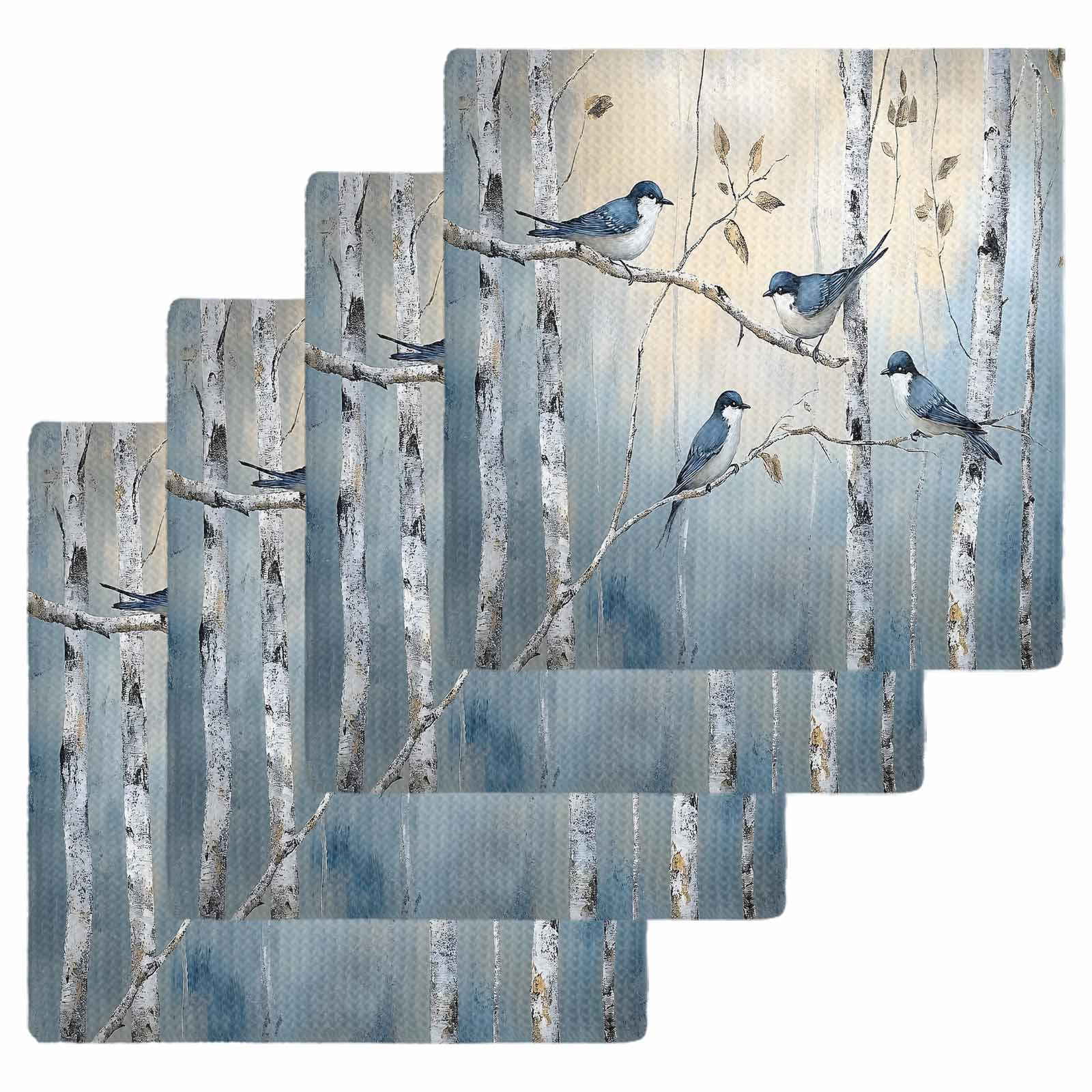 Tree Birds Kitchen Dish Towels for Drying Dishes Set of 4, Spring ...