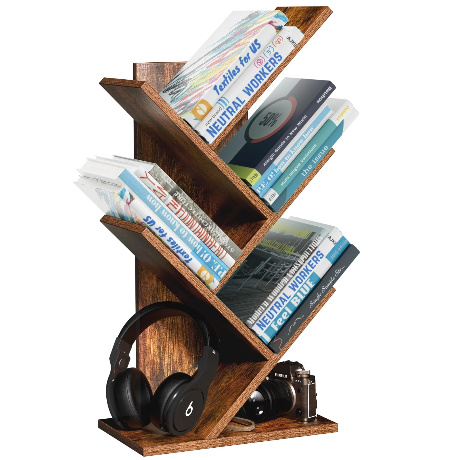 Tree Book Shelf, Floor Standing Wood Bookshelf for Narrow Space ...