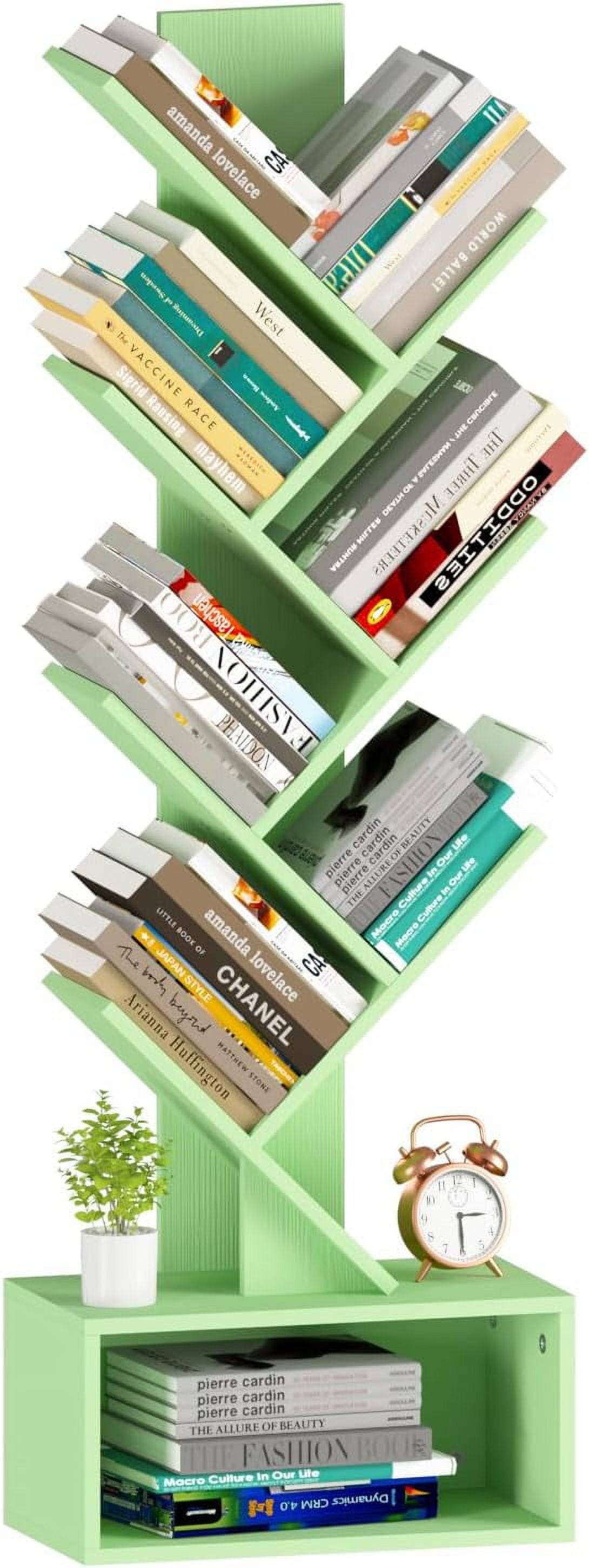 Tree Bookshelf - 6 Shelf Retro Floor Standing Bookcase, Tall Wood Book ...