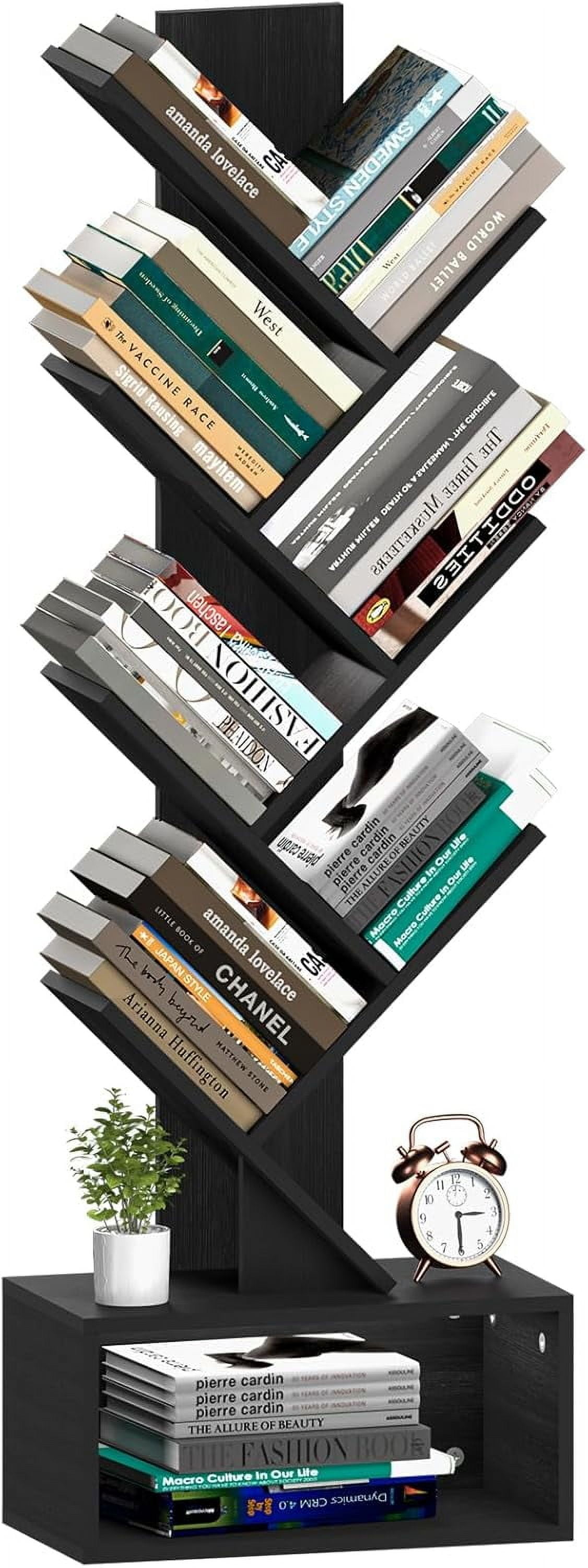 Tree Bookshelf, 6 Tier Small Book Shelf Retro Floor Standing Bookcase ...