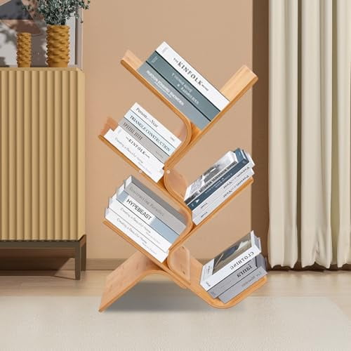 Tree Bookshelf, 6-Tier Tree Bookcase, Narrow Book Shelf for Small Space ...