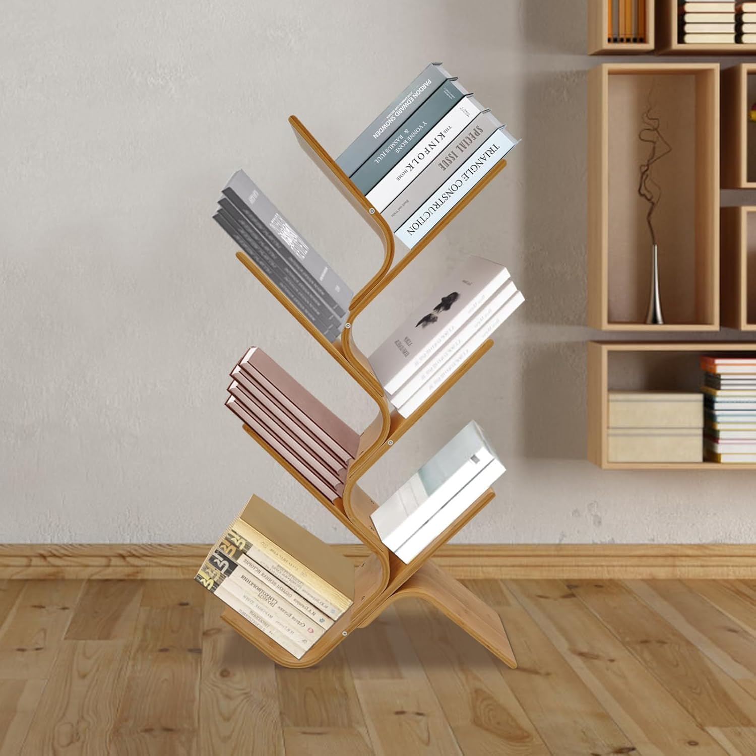 Tree Bookshelf, 6-Tier Tree Bookcase, Narrow Book Shelf for Small Space ...