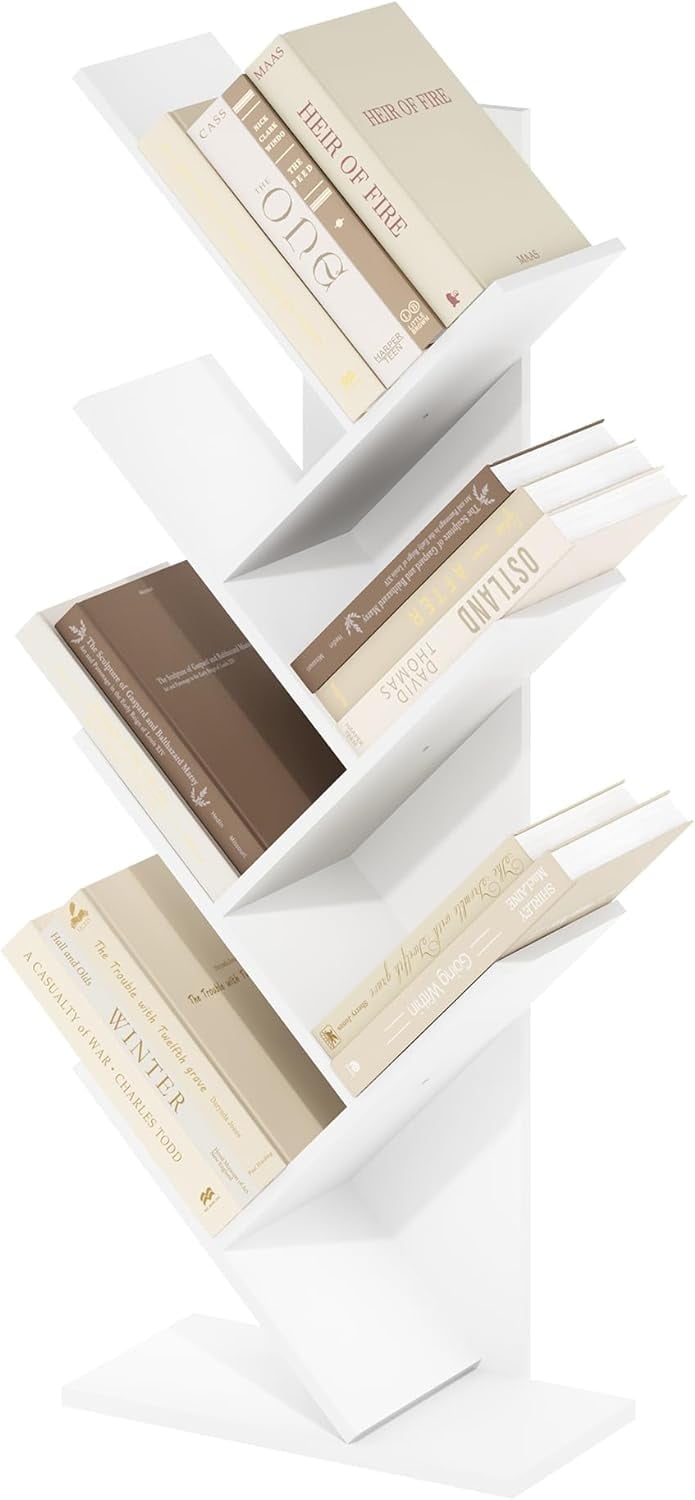 Tree Bookshelf 7-Tier Floor Standing Tree Bookcase, White - Walmart.com