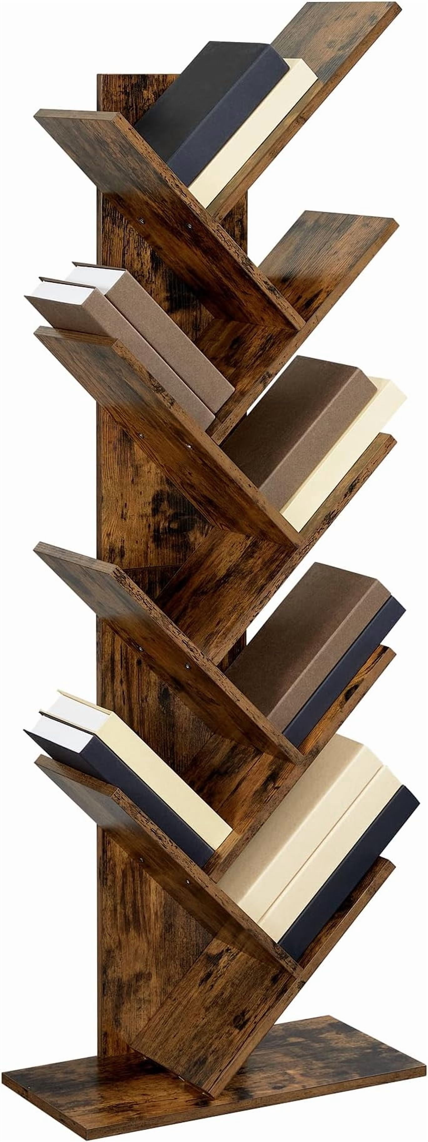 Tree Bookshelf, 9-Tier Bookcase, Large Bookshelf, Space-Saving Corner ...