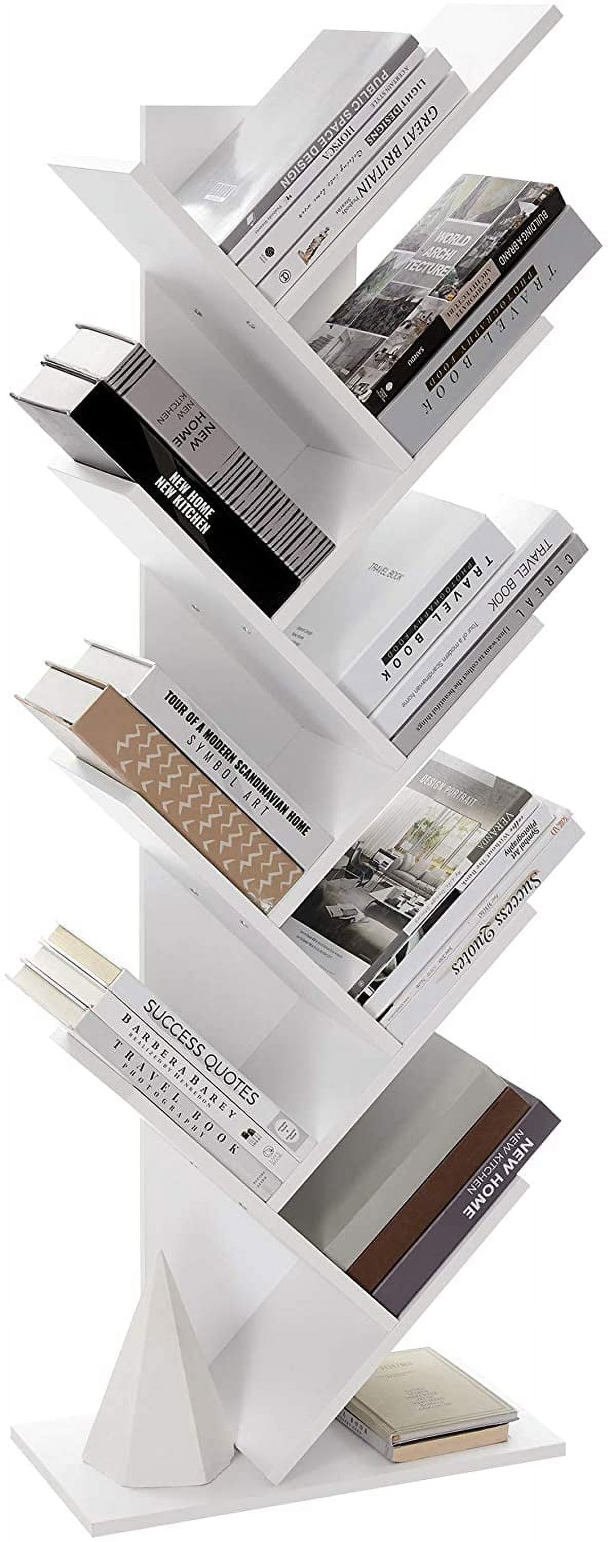 Tree Bookshelf, 9-Tier Bookcase, Large Bookshelf, Space-Saving Corner ...