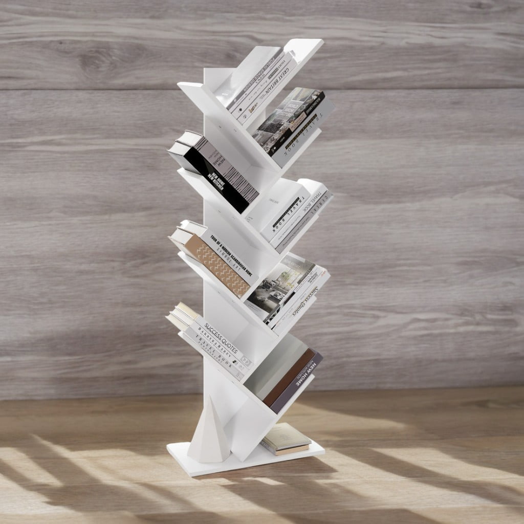 Tree Bookshelf, 9-Tier Bookcase, Space-Saving Corner Shelf, Large ...