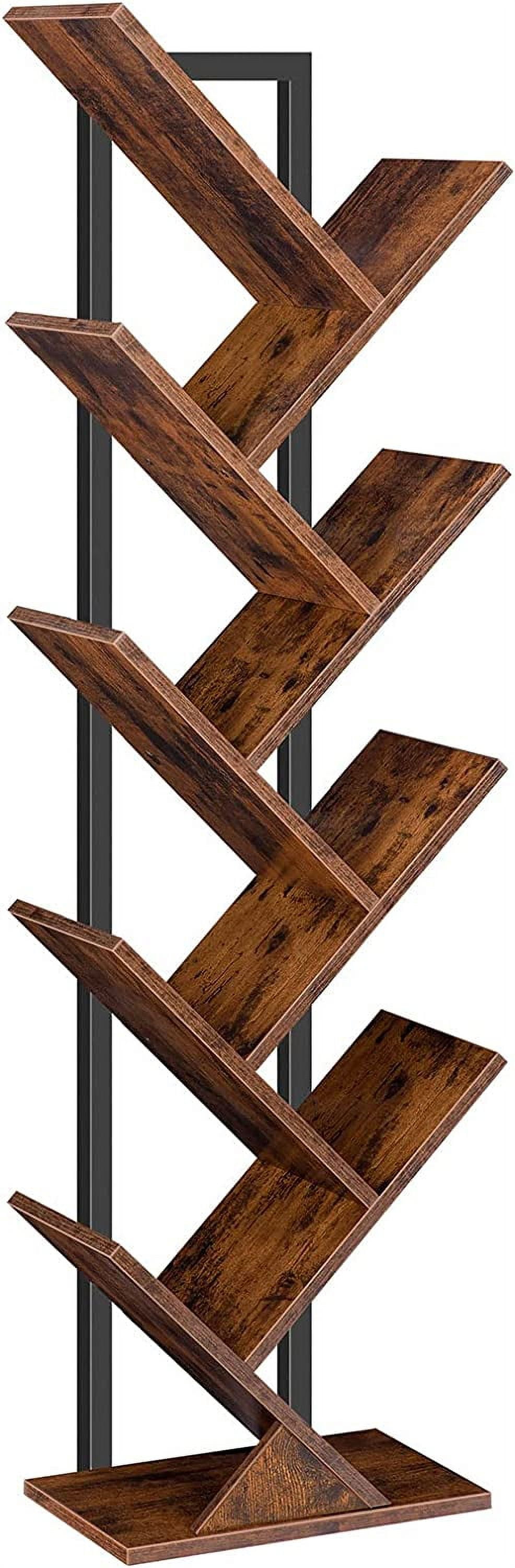 Tree Bookshelf, 9-Tier Bookcase Wooden Shelves, Floor Standing Storage ...