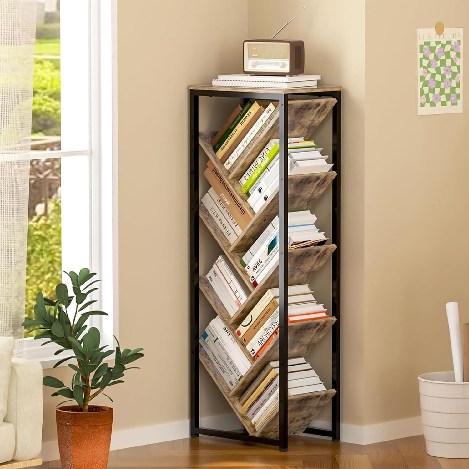 Tree Bookshelf - 9 Tier Floor Standing Tree Bookshelf for CDs/Movies ...