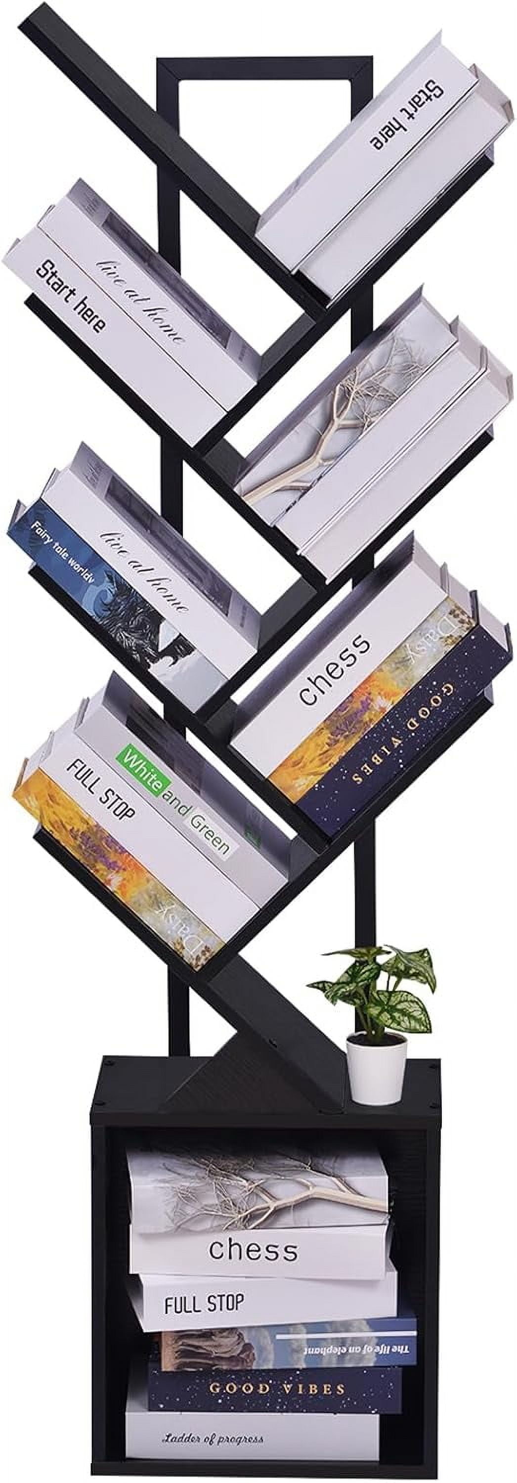 Tree Bookshelf Bookcase with Storage Cabinet, 7-Tier Modern Corner ...