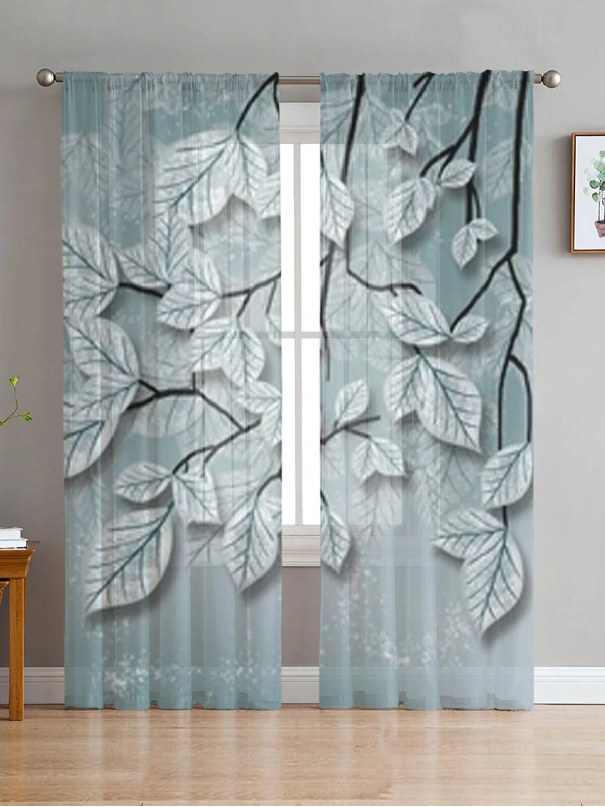 Tree Branch Chiffon Sheer Curtains For Living Room Bedroom Decor ...