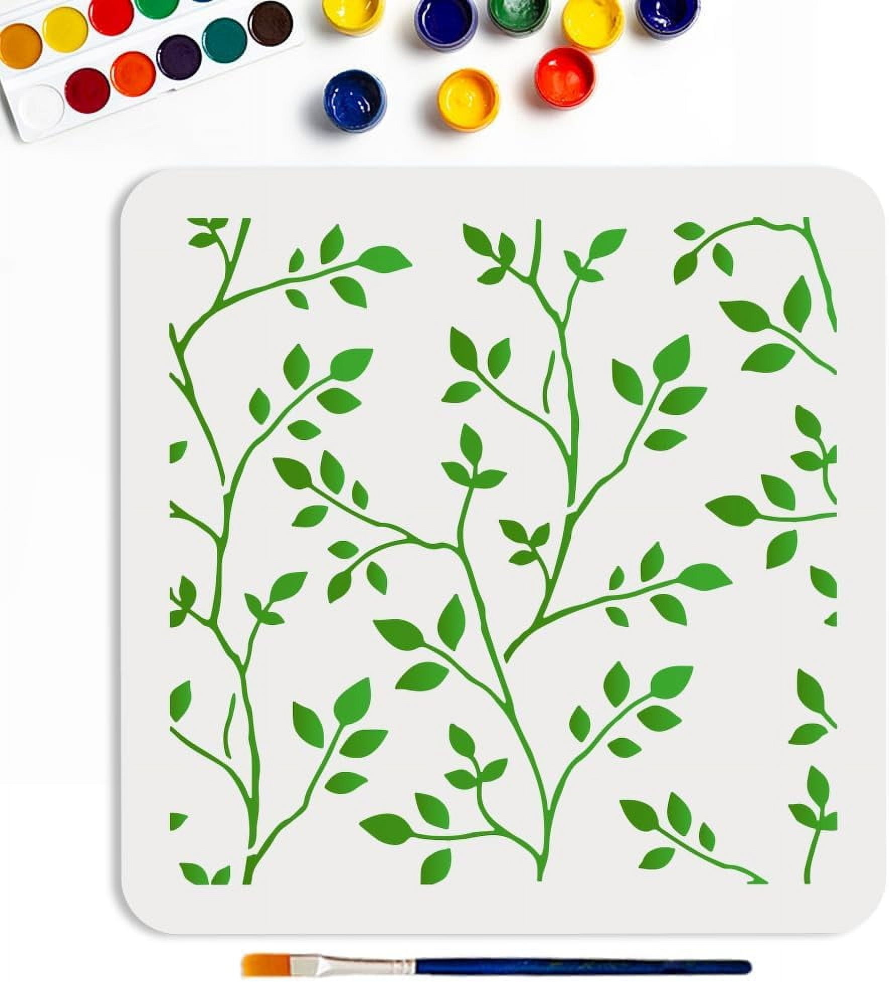 Tree Branch Leaf Template 11.8x11.8inchs Vine Leaf Stencils Reusable ...