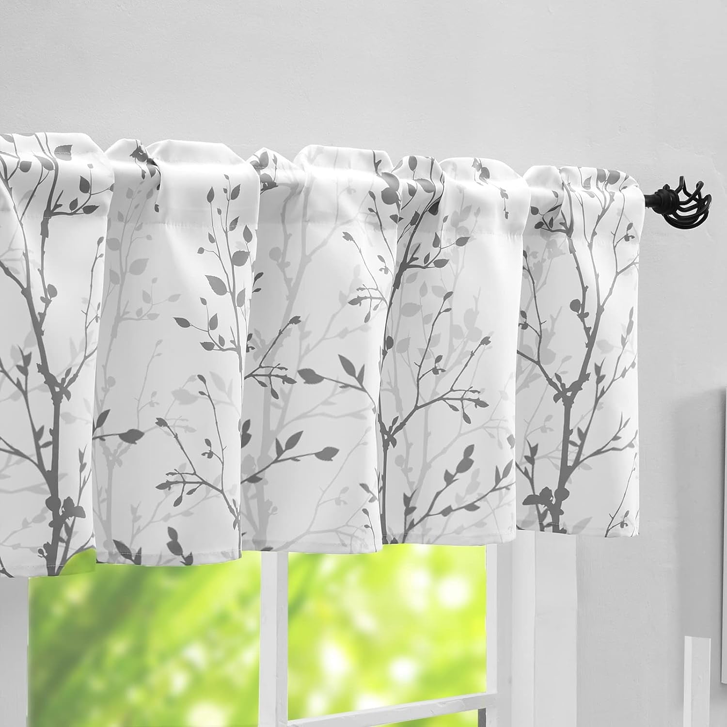 Tree Branch Printed Curtain Valance, 18 inches Long Window Treatment ...