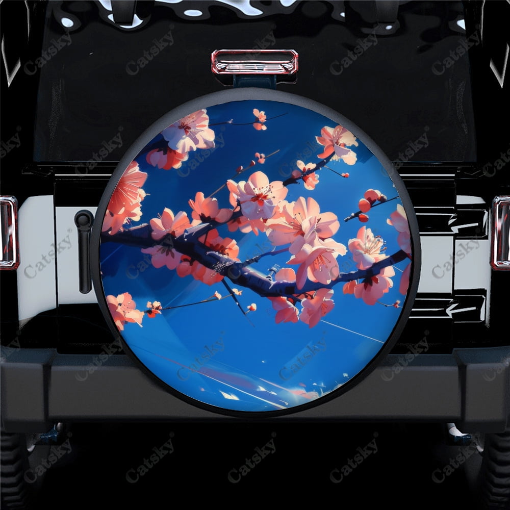 Tree Branch with Flowers Polyester Universal Spare Wheel Tire Cover ...