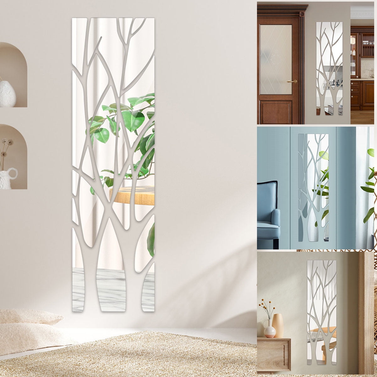 Tree Branches 3D Mirror Wall Sticker Self Adhesive Removable with ...