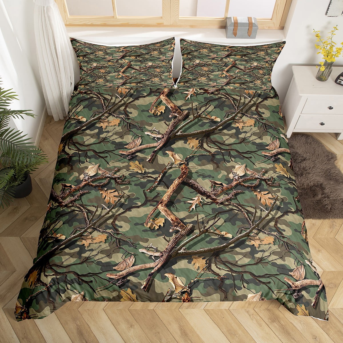 Tree Branches Bedding Set Army Green Military Camouflage Comforter ...
