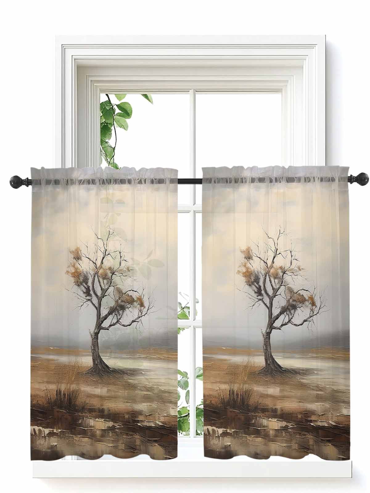Tree Branches,Curtains 54 Inch Length,Sheer Curtains for Bedroom Living ...