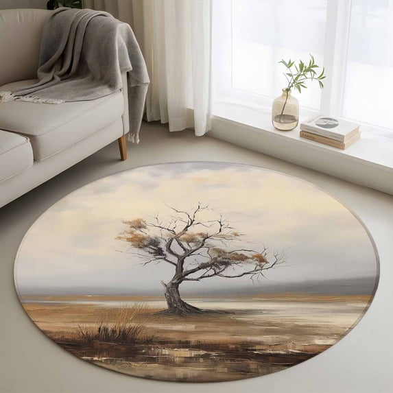 Tree Branches, Round Area Rug 4 FT, Non Slip Indoor Outdoor Rug, Wild ...
