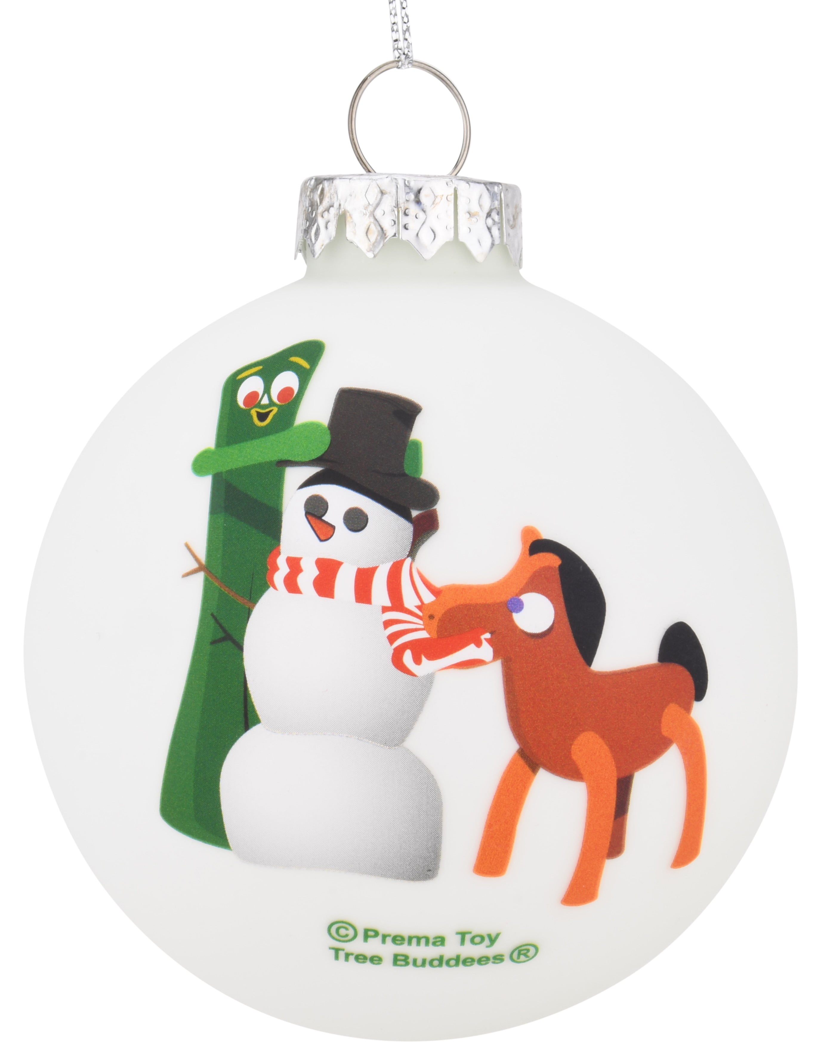 Tree Buddees Gumby and Pokey Building a Snowman Glass Ornament Limited ...