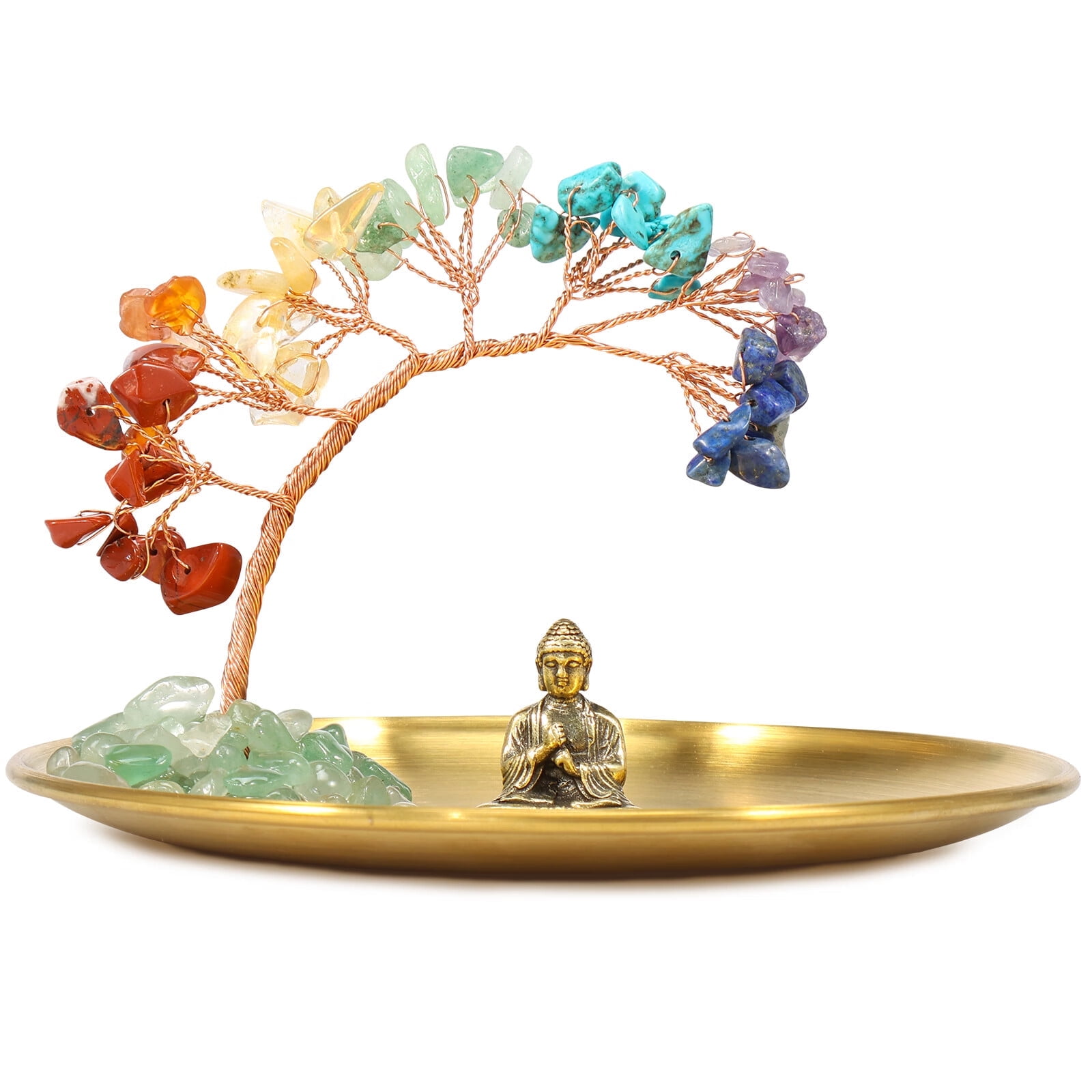 Tree and Buddha Decor Buddha Statue with Crystal Tree Energy Balance ...