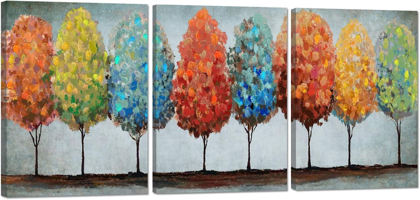 Tree Canvas Wall Art Pictures Colorful Tree Forest Paiting Artwork ...
