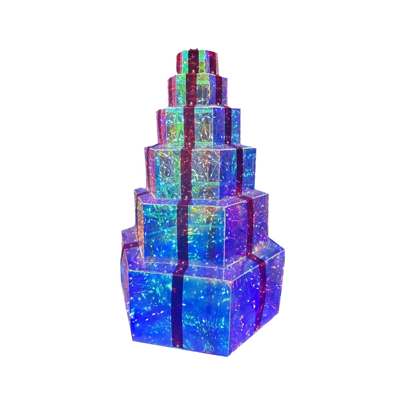 Tree Christmas Festive LED Lighted Gift Box Tower Decoration Indoor ...