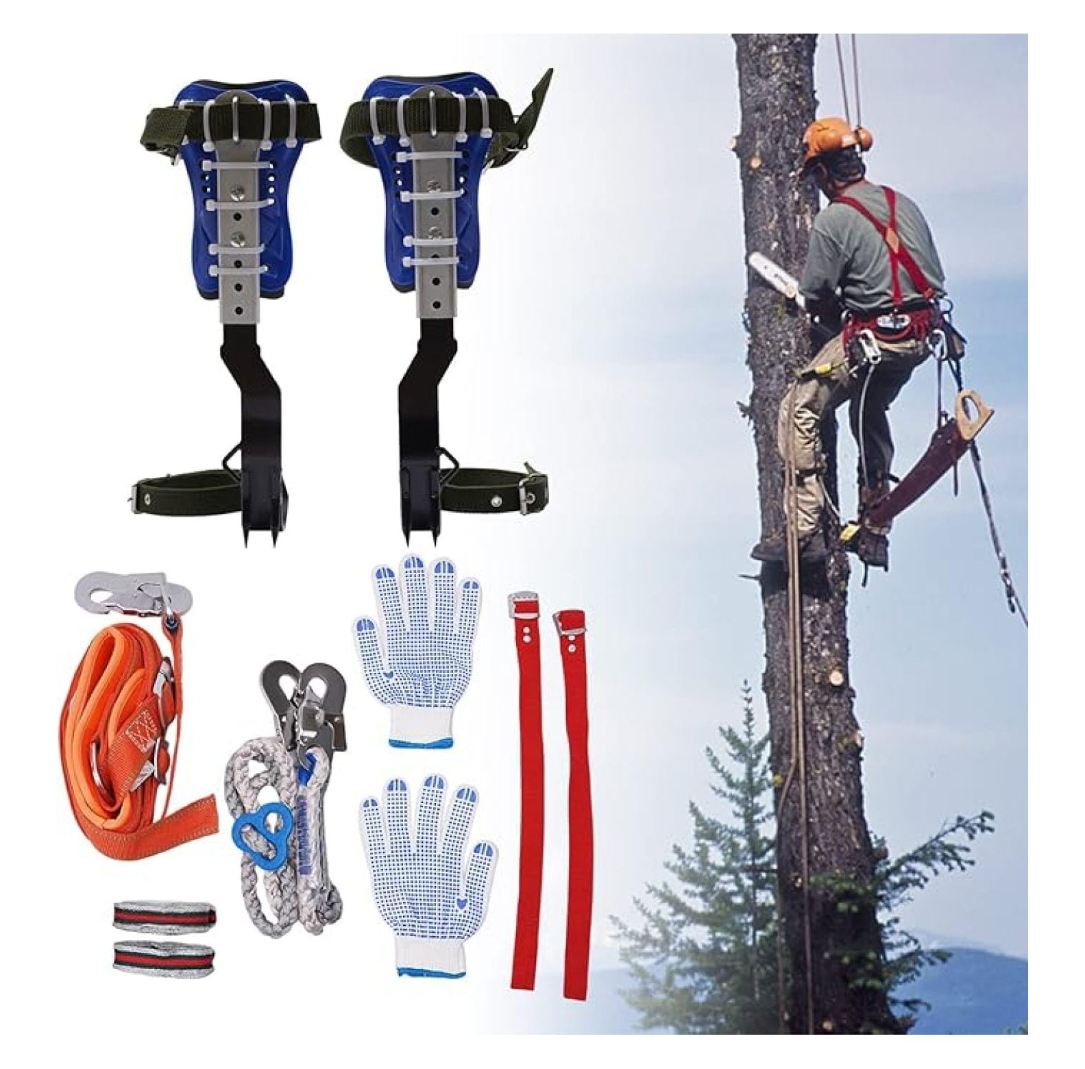 Tree Climbing Gear Kit with Bearing Capacity up to 150 kg/ 330.69 lbs ...