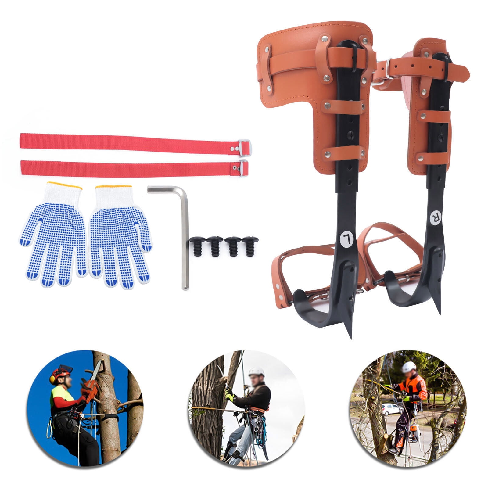Tree Climbing Spike Kit Pole Climbing Spurs Steel Adjustable Climber ...