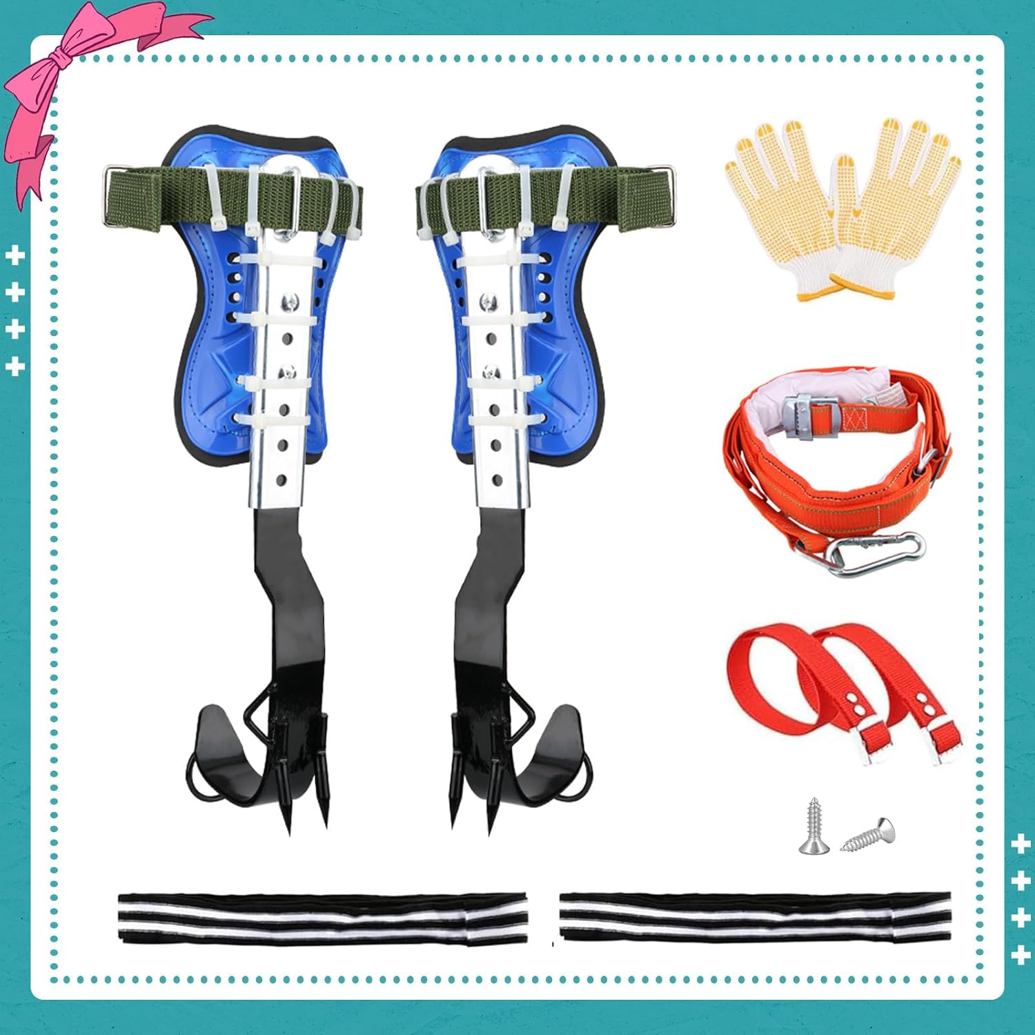 Tree Climbing Spike Set Safety Adjustable Belt Lanyard Rope Rescue Belt ...