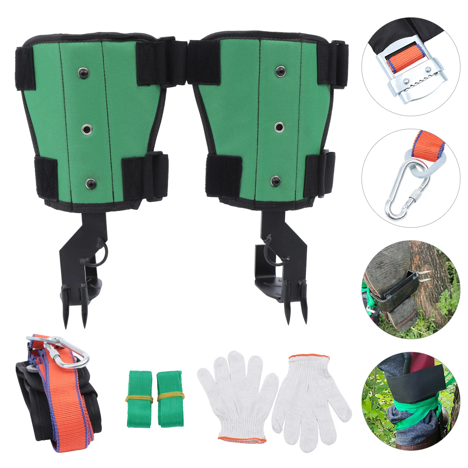 Tree Climbing Spike Set Safety Belt Adjustable Rope Lanyard Rescue Belt ...