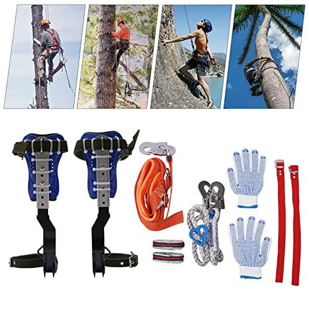 Tree Climbing Spike Set, Stainless Steel Adjustable Tree Climbing Spikes with Harness Belt and ...